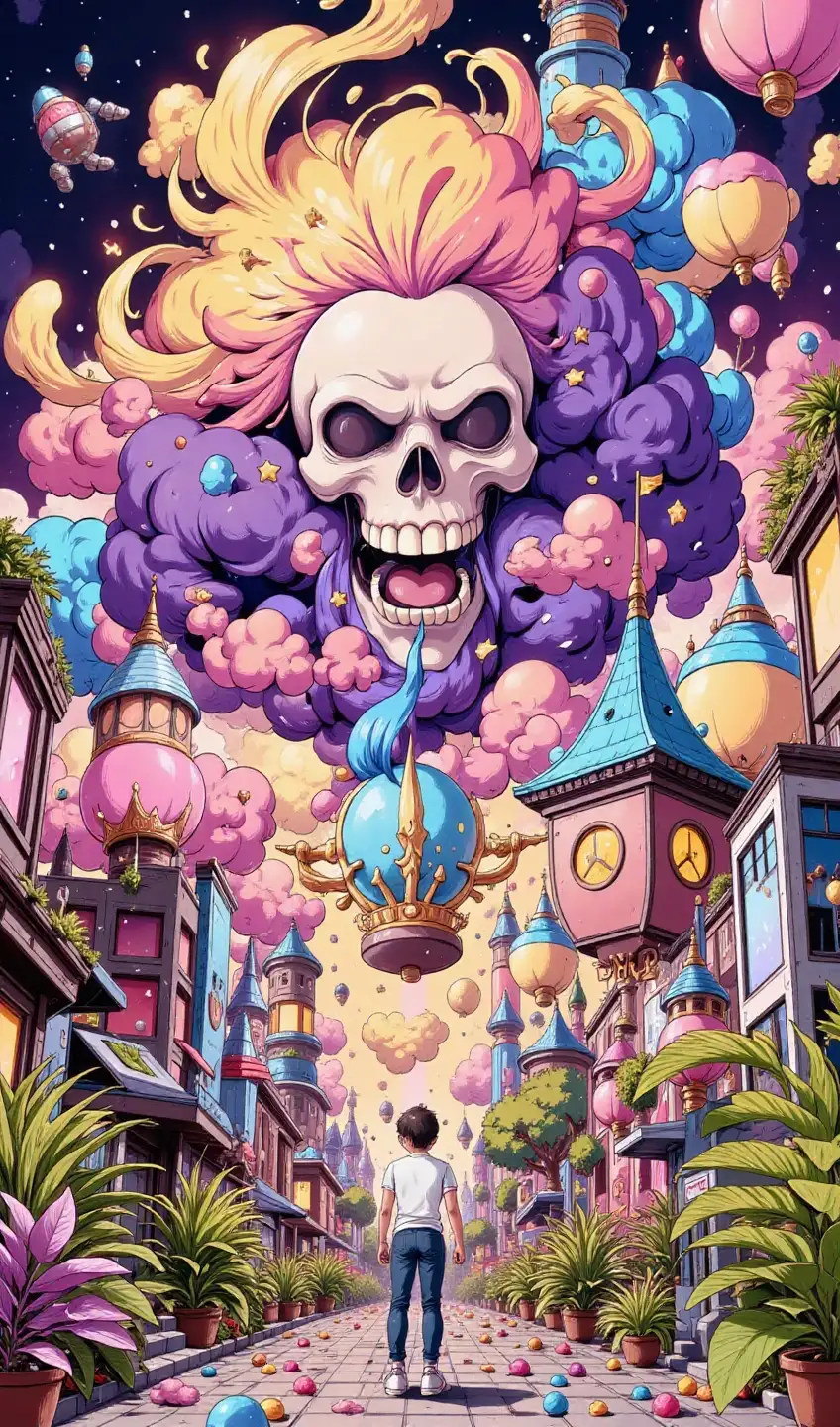 Whimsical Skull Scene :: AI Art by Sam-C. :: Tungsten