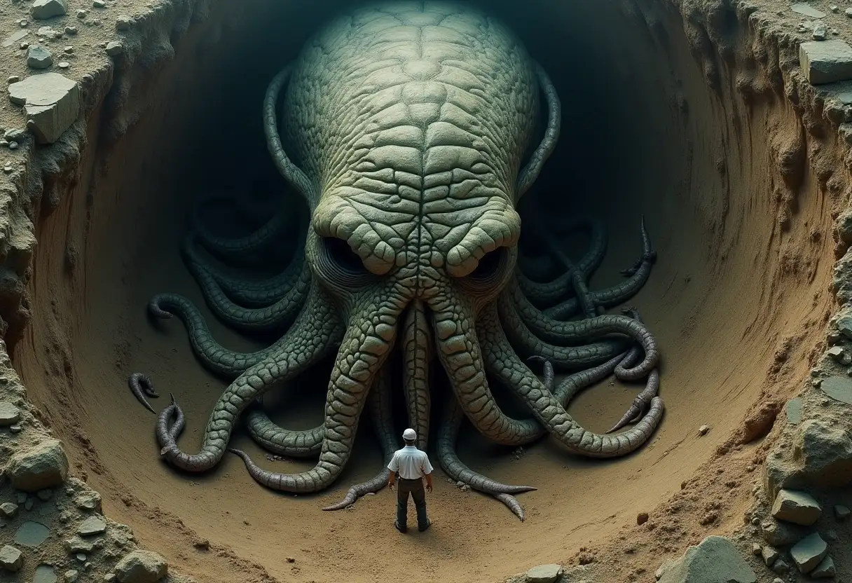 Archaeologists finding cthulhu :: AI Art by sorrownmadness :: Tungsten
