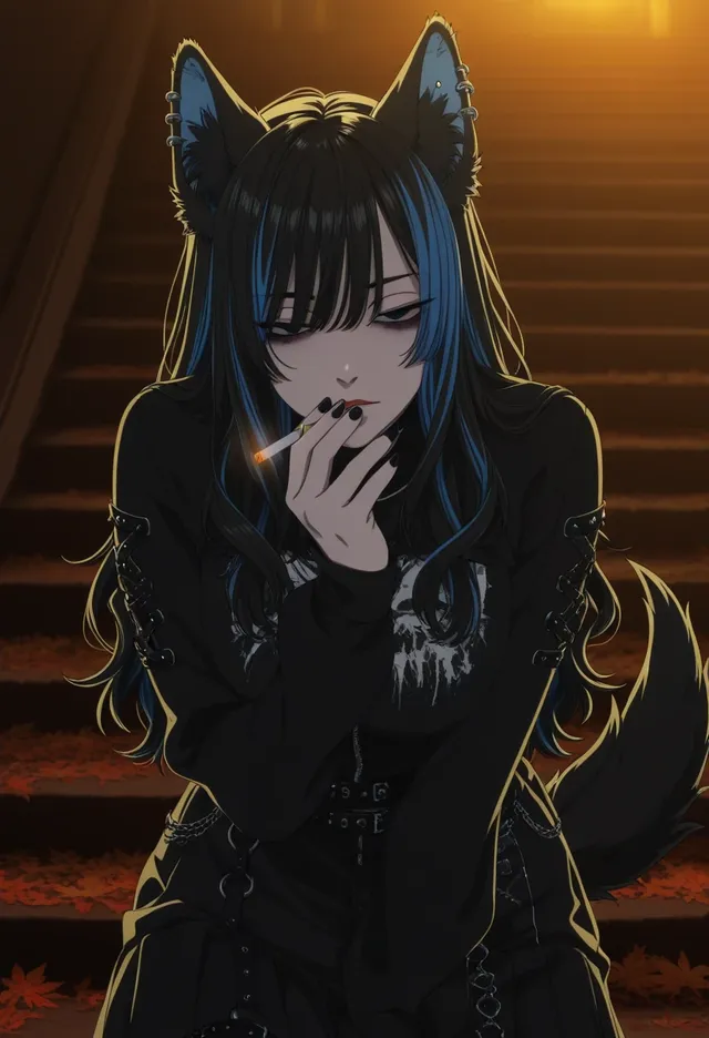 Goth wolf girl :: AI Art by Liliraune :: Tungsten
